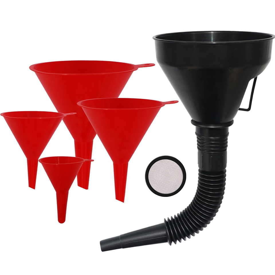 Plastic Oil Funnels for Automotive Use Set of 5, Large Flexible Fuel ...