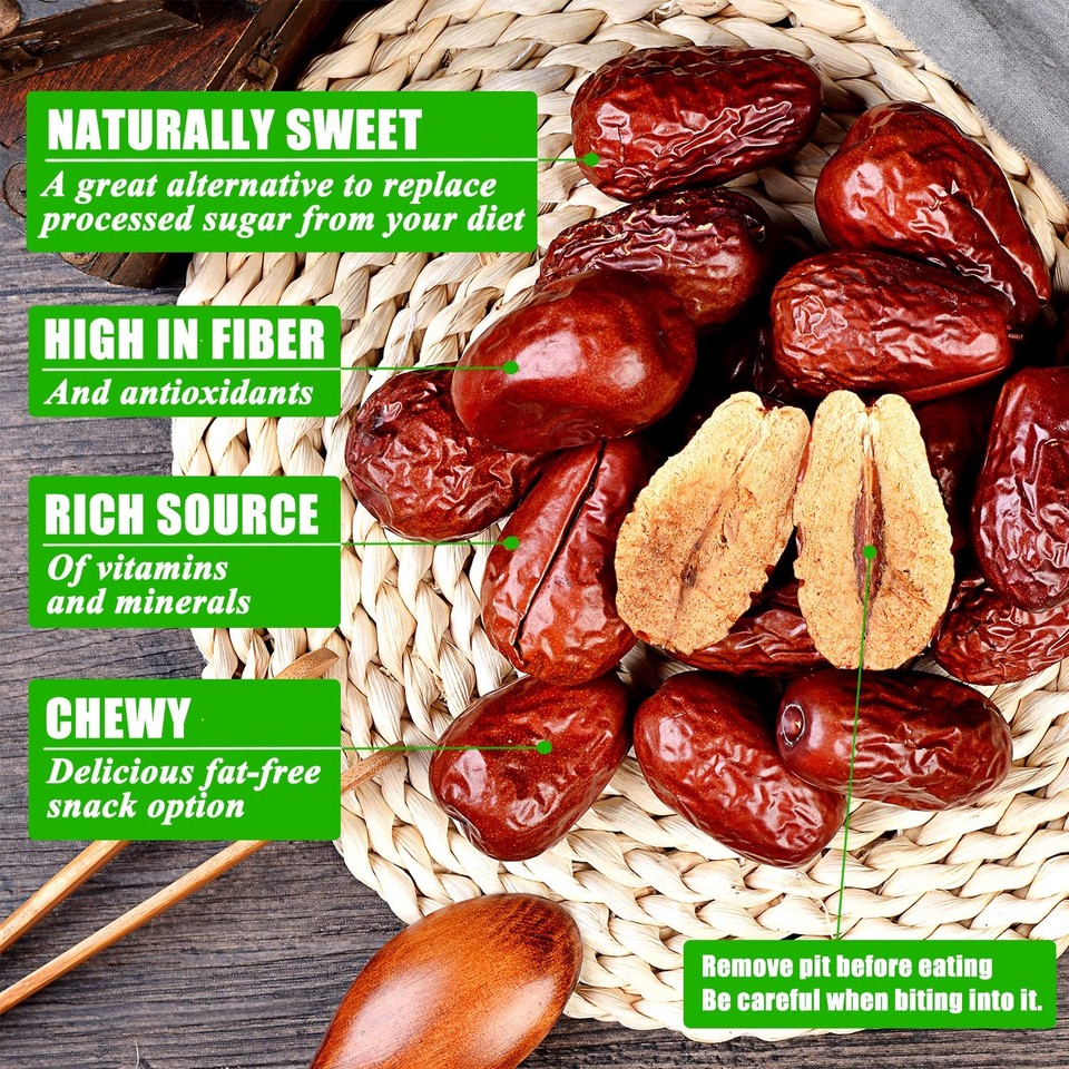 Jujube Fruit Dates,Chinese Red Jujube Dates Dried Date Jujubes 18 oz ...