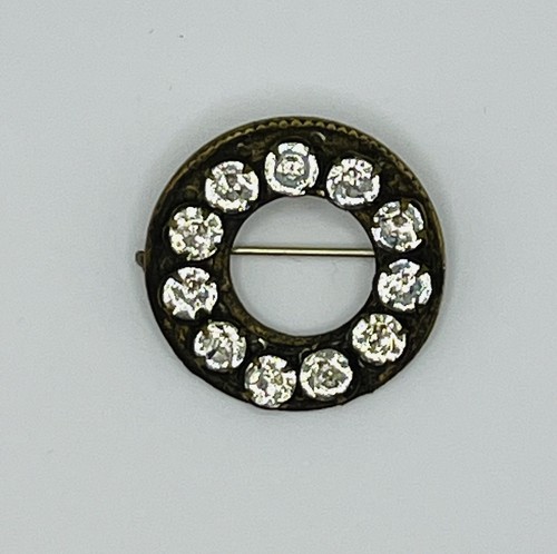 Antique Victorian Circle Paste Gilt Metal Pin Brooch Gold Tone | eBay