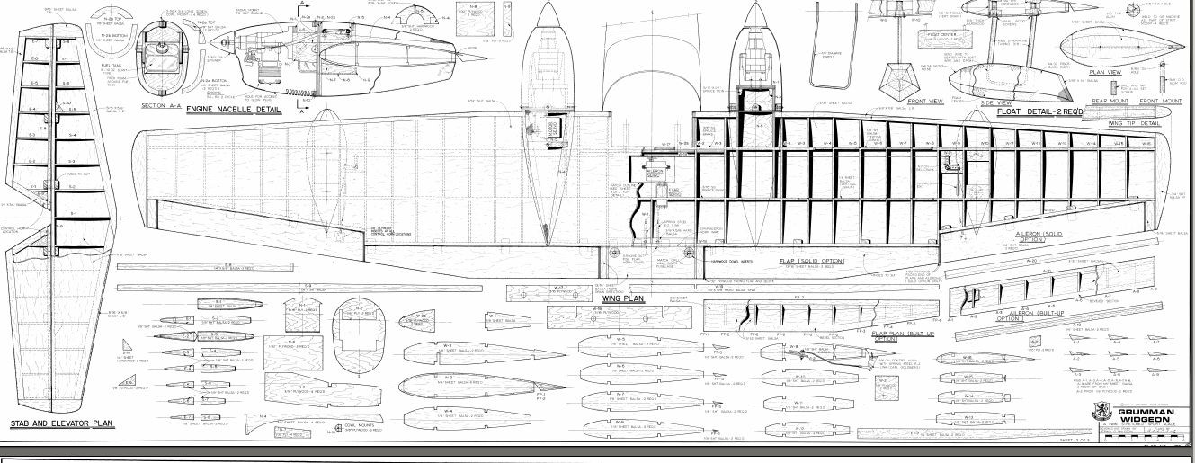Grumman Widgeon 120" Giant Scale RC AIrplane Printed Plans & Templates ...