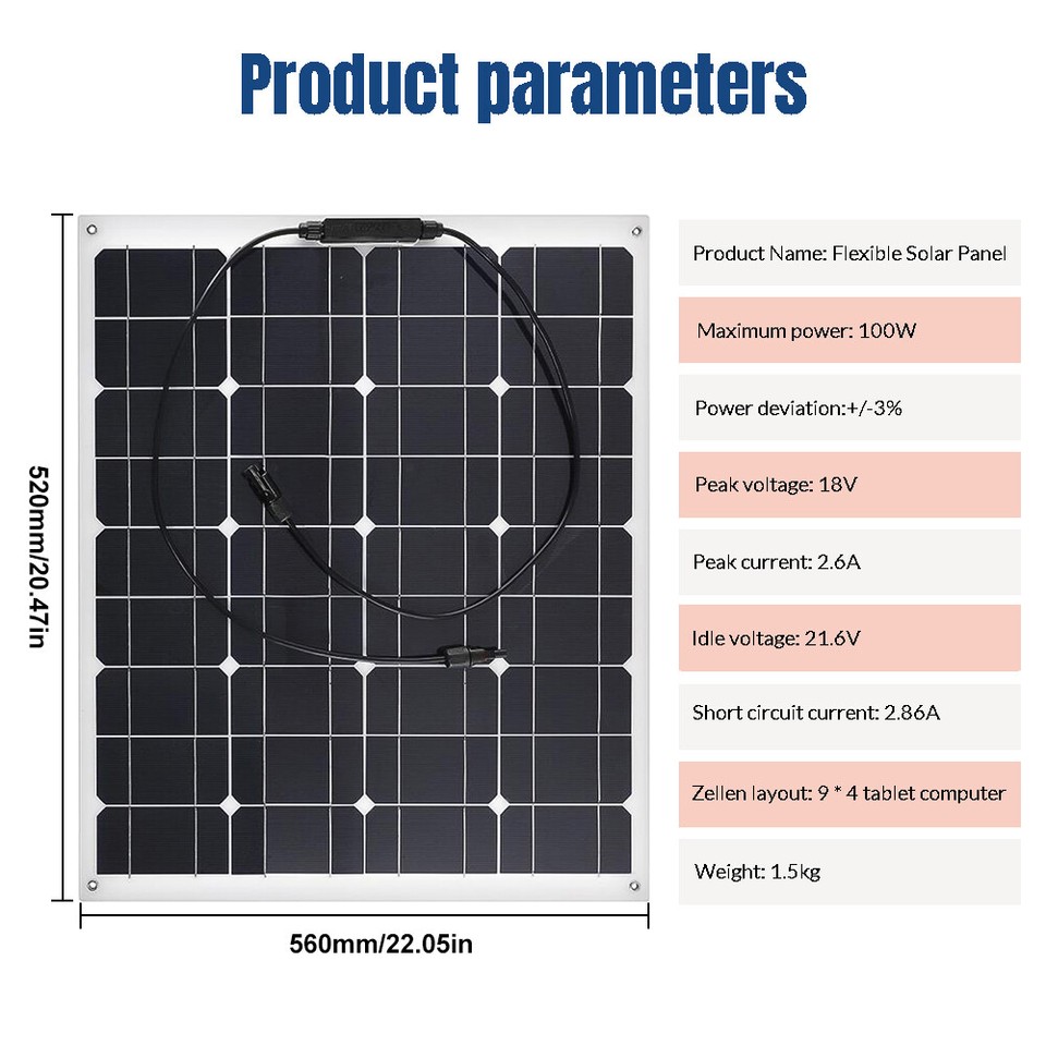 200W Watt Flexible Solar Panel 12V Mono Home RV Rooftop Camping Off ...