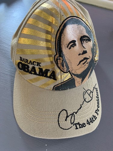 BARACK OBAMA 44th President Inauguration Baseball HAT, Tan Signature ...