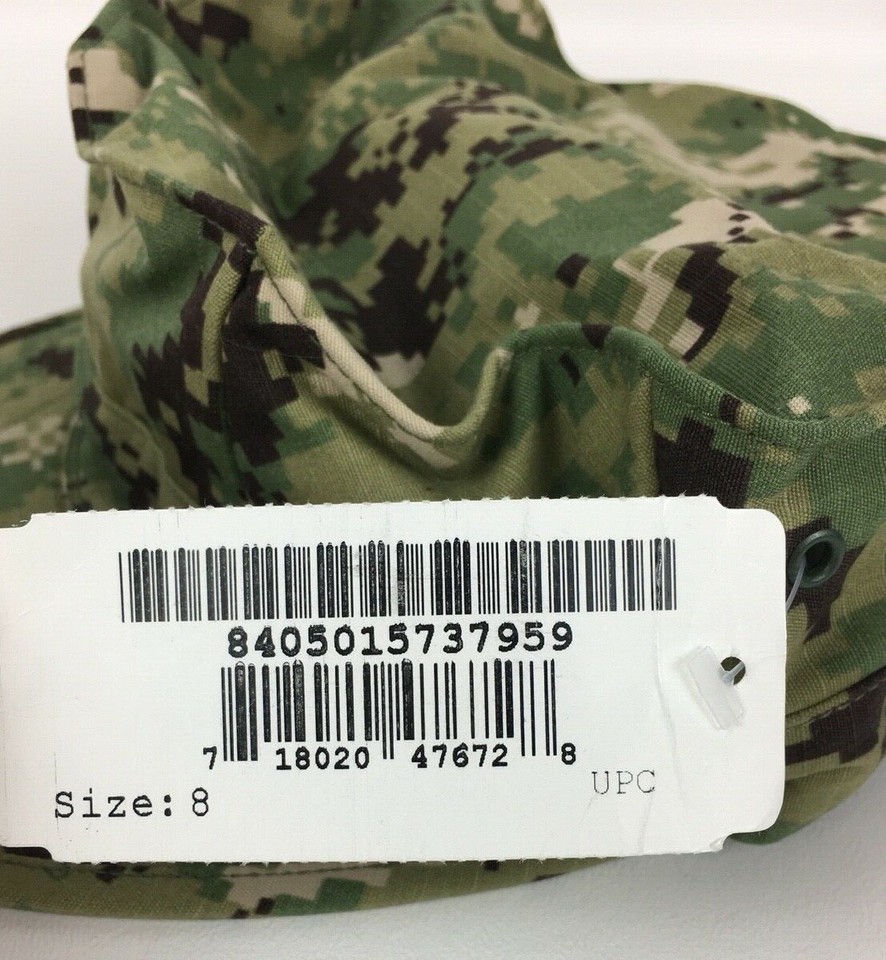 New USN NWU Type III Digital Woodland Utility 8 Point Cap Hat Size 8 ...