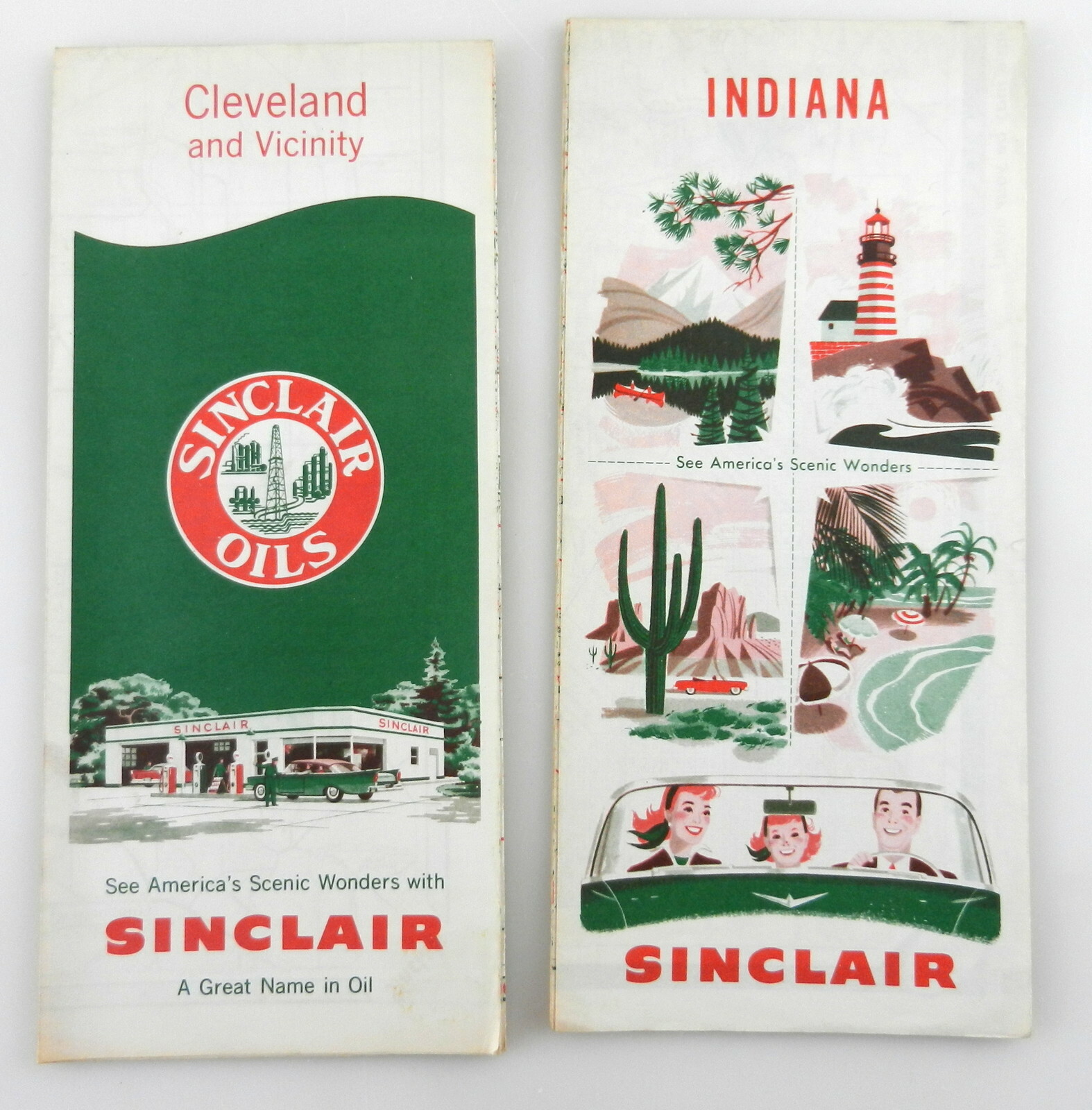 Sinclair Gasoline Road Maps INDIANA 56B & CLEVELAND 59A 1950's T09 | eBay
