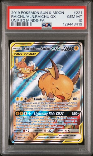 2019 POKEMON SUN & MOON UNIFIED MINDS FULL ART/RAICHU & ALOLAN RAICHU ...