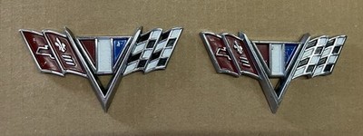 TWO Impala Chevelle Flag Badge For 64-67 Front Fender Emblems NOS | eBay