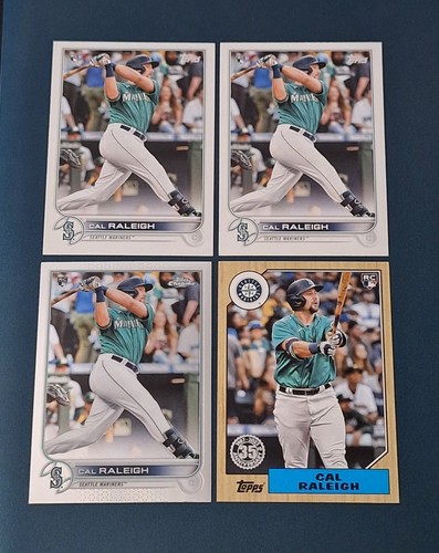 (4) Cal Raleigh 2022 Topps Chrome Rookie Card #149 + Topps #277 RC ...