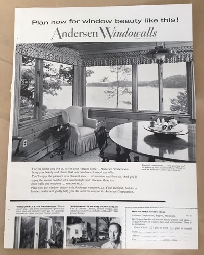 Andersen Windowalls 1956 orig vintage print ad art 50s home decor ...