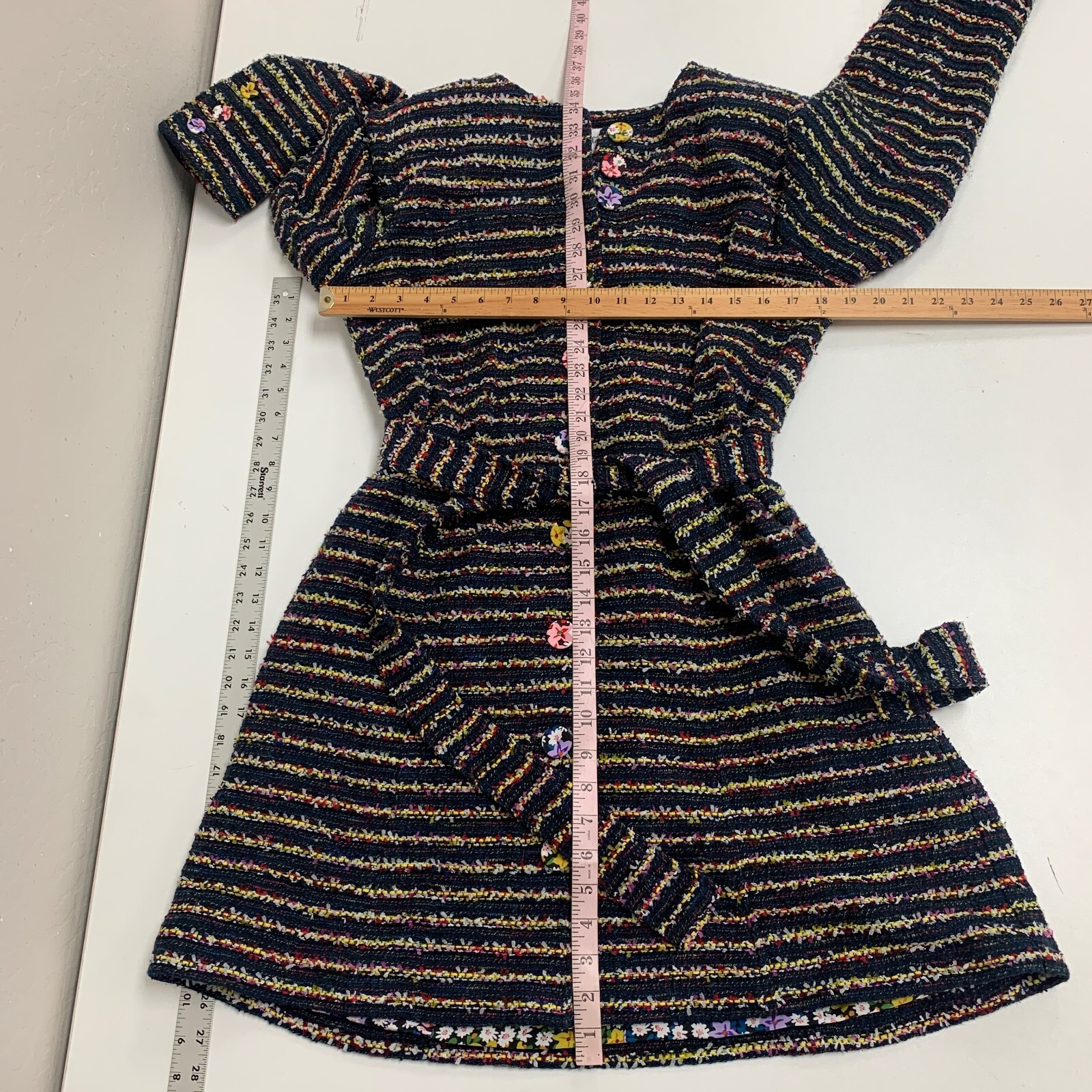 Cabi Coat Womens 8 Multi Headline Topper Tweed Floral Buttons Shoulder ...