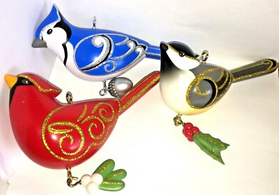 HALLMARK Keepsake 2019 OUTDOOR BIRD ORNAMENT SET Christmas 3 BEAUTY OF ...