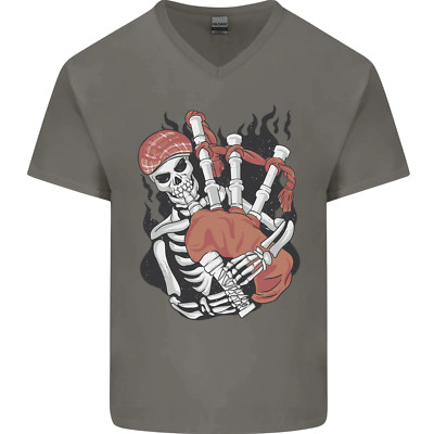 Bagpipes Skeleton Mens V-Neck Cotton T-Shirt | eBay UK