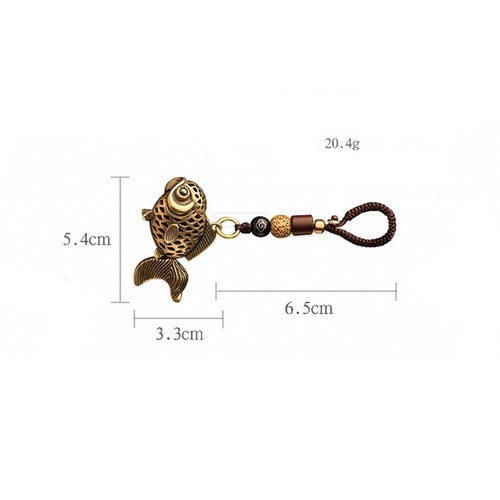 Brass Metal Lucky Animal Lanyard Key Chains Copper Fish Keychain ...