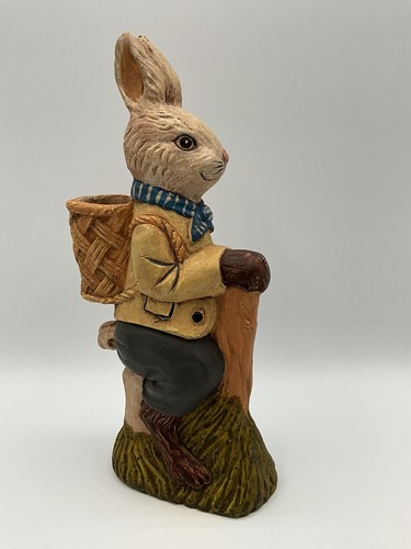 Plaster Rabbit Man In Scarf With Basket Back Walking Cane Humanoid ...