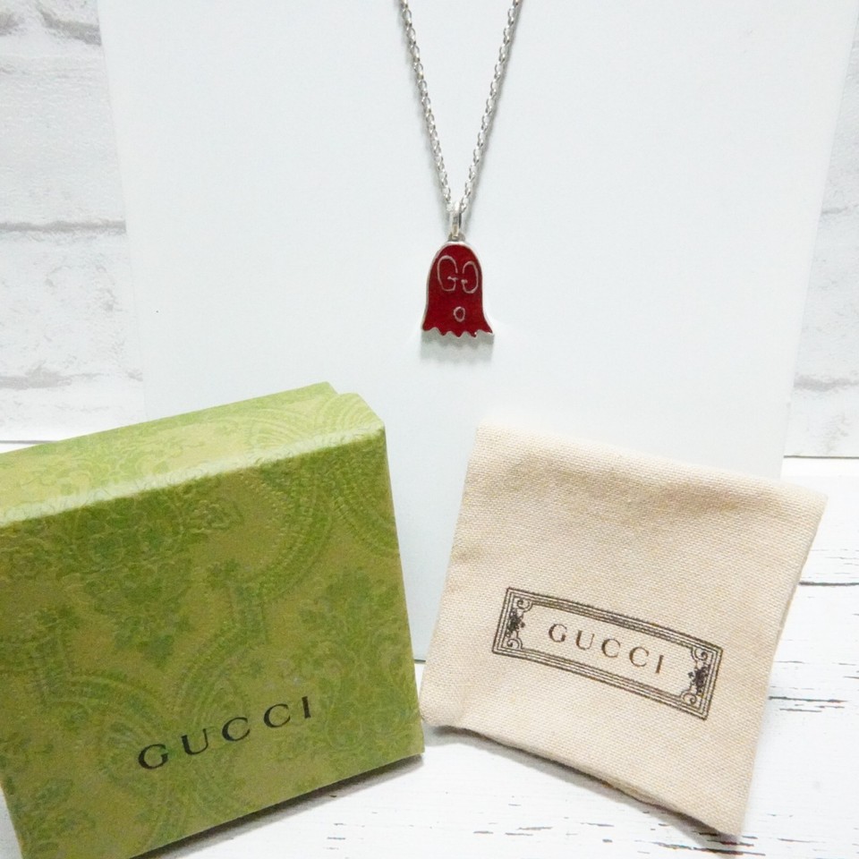 Gucci Ghost Pendant Necklace Silver 925 Red with Box Japan 19.6" woman ...