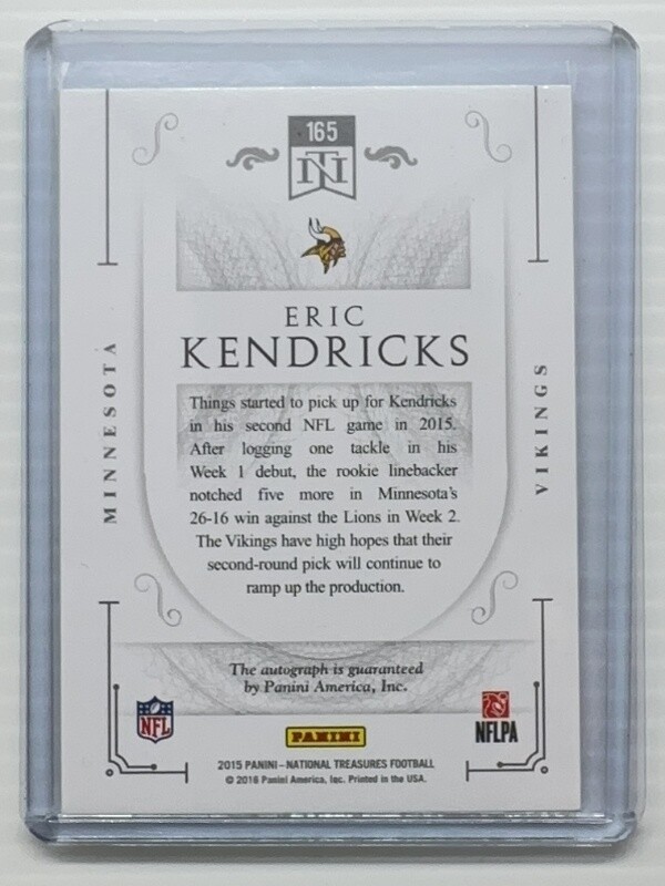 2015 National Treasures Eric Kendricks Signature Auto Rookie Card #98/ ...