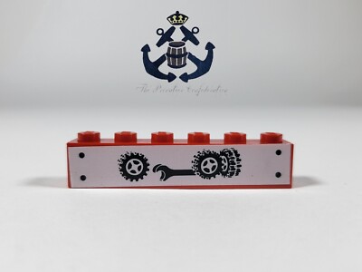 LEGO 1980s Classic Town / City Red Brick 1 x 6 Black Wrench & 3 Wheels ...