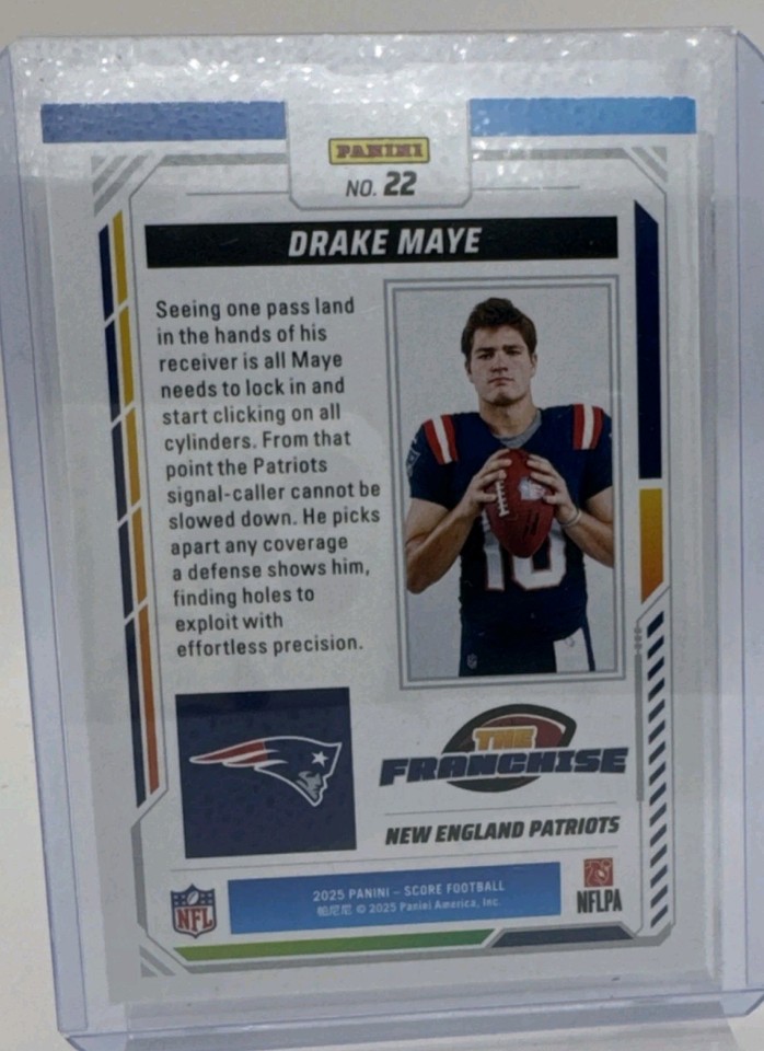 2025 Panini Score The Franchise Gold Zone Drake Maye #22 Patriots /50 ...