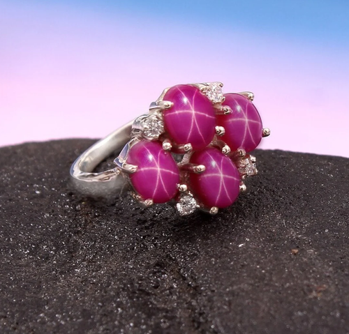 Vintage Pink Star Sapphire Ring For Women Party Wear Ring Silver ...