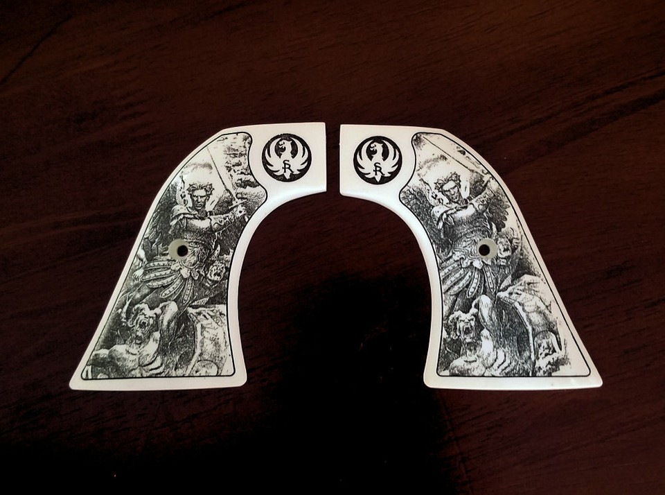 Ivory Ruger Super Blackhawk custom engraved Grips Archangel Michael ...