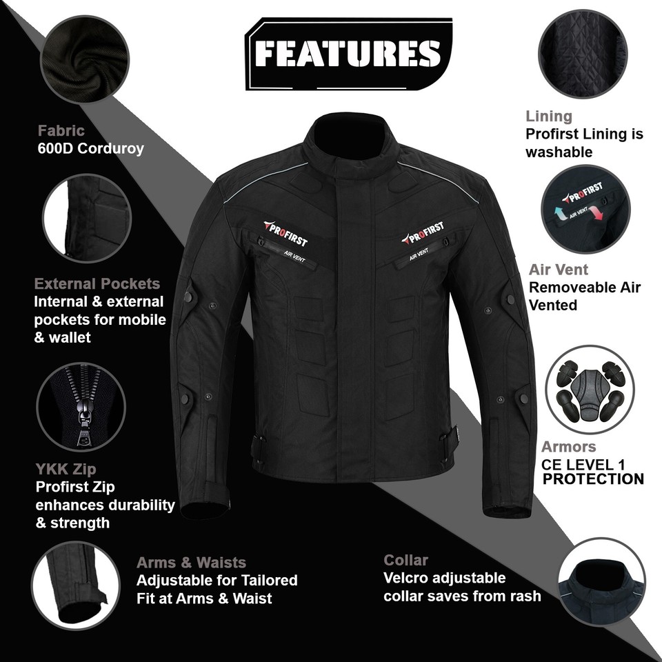 Profirst Motorcycle Waterproof Cordura Textile Jacket Motorbike Riding ...