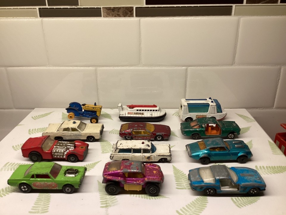 Lot of 12 Vintage Mostly Lesney Matchbox Cars, 60s plus. Parts or ...