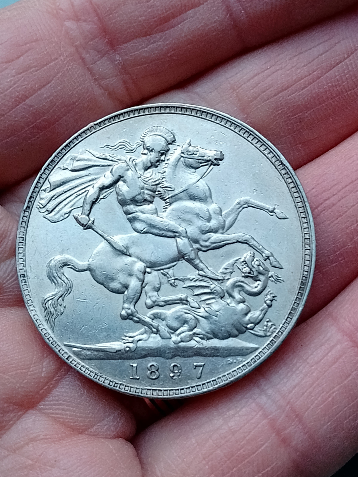 QUEEN VICTORIA 1897 LXI CROWN BRITISH Silver Coin HIGH GRADE Super Coin ...