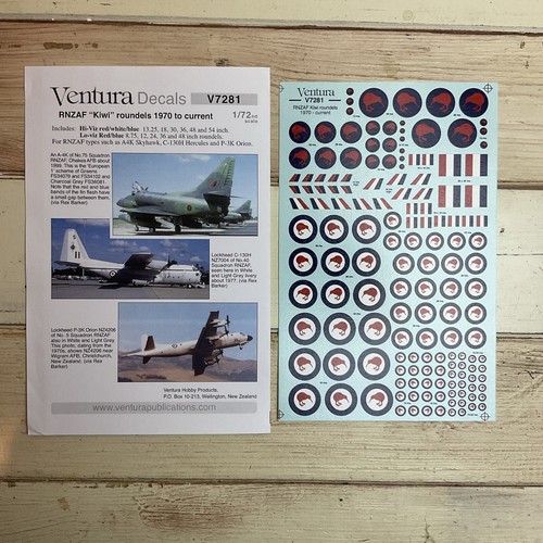 VENTURA DECALS, #V7281, RNZAF “KIWI” ROUNDELS 1970 TO CURRENT, 1:72 ...