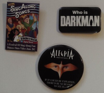 Disney sing Along, Alegria, Who is Darkman Vintage Movie Pin Lot | eBay