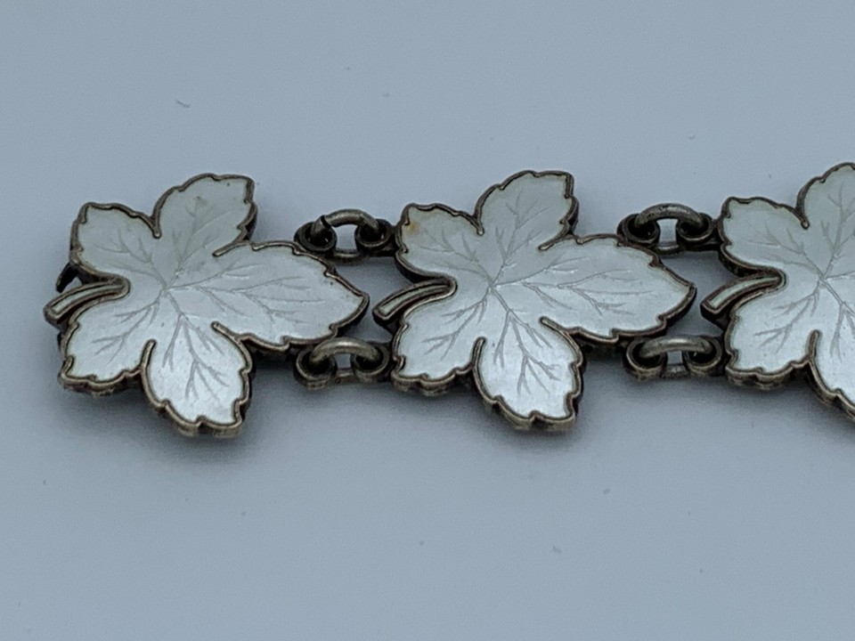 Leaf bracelet MEKA Denmark Vintage Bracelet Sterling Silver White Pearl ...