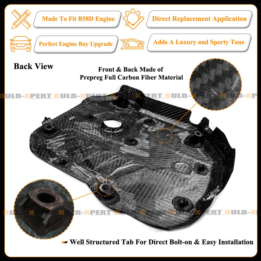 For BMW B58 M240i M340i M440i M40i Prepreg Carbon Fiber Engine Cover ...