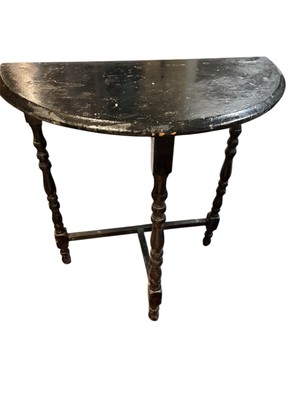 Antique Black Table with Spindle Legs Half Moon 3 Legged End Entry ...
