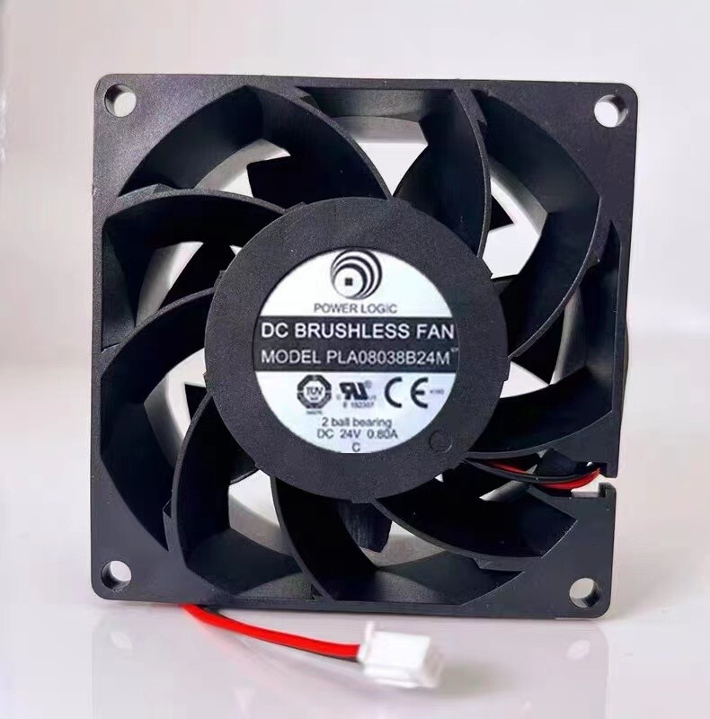 1 PCS POWER LOGIC Fan PLA08038B24M DC24V 0.80A 8038 8cm 2 wire Cooling ...