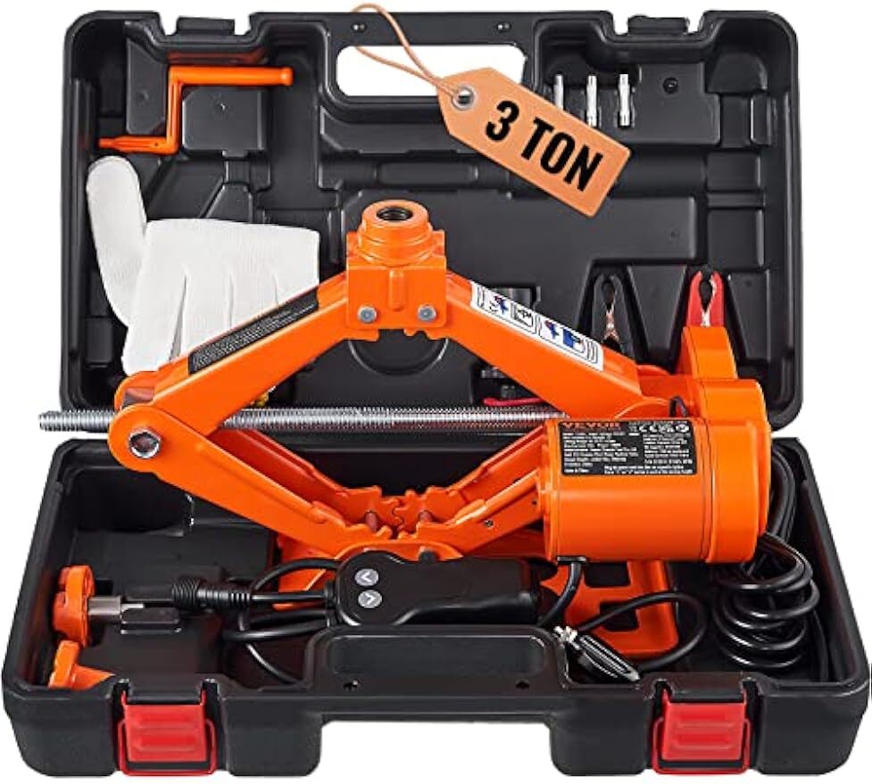 VEVOR Portable Electric Scissor Car Lift Jack Kit 3 Ton 12V with Remote ...