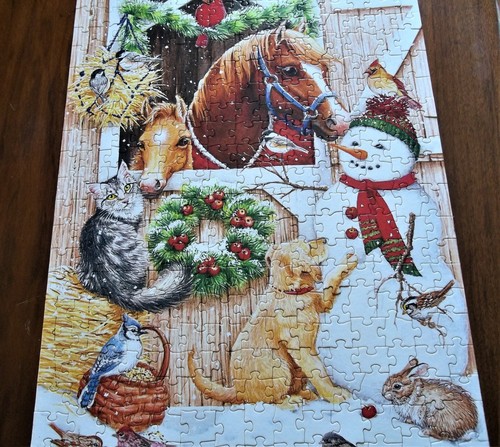 Barn Door Crowd Animals With Snowman 300 Large Piece Jigsaw Puzzle ...