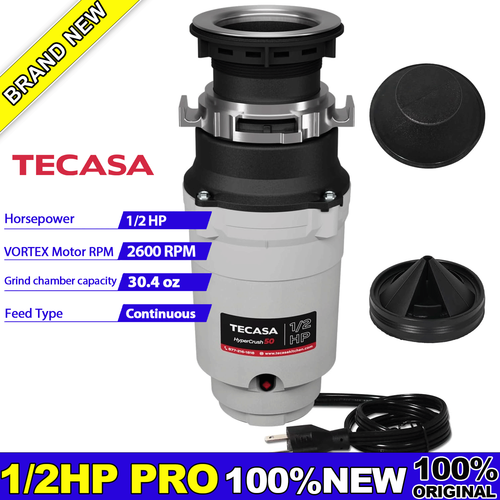 TECASA 1/2 HP PRO Garbage Disposal Food Waste Disposer Continuous Feed ...