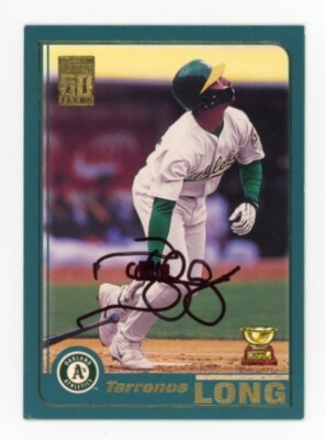 SIGNED BASEBALL CARD AUTO TOPPS 2001 TERRENCE LONG OAKLAND ATHLETICS A ...