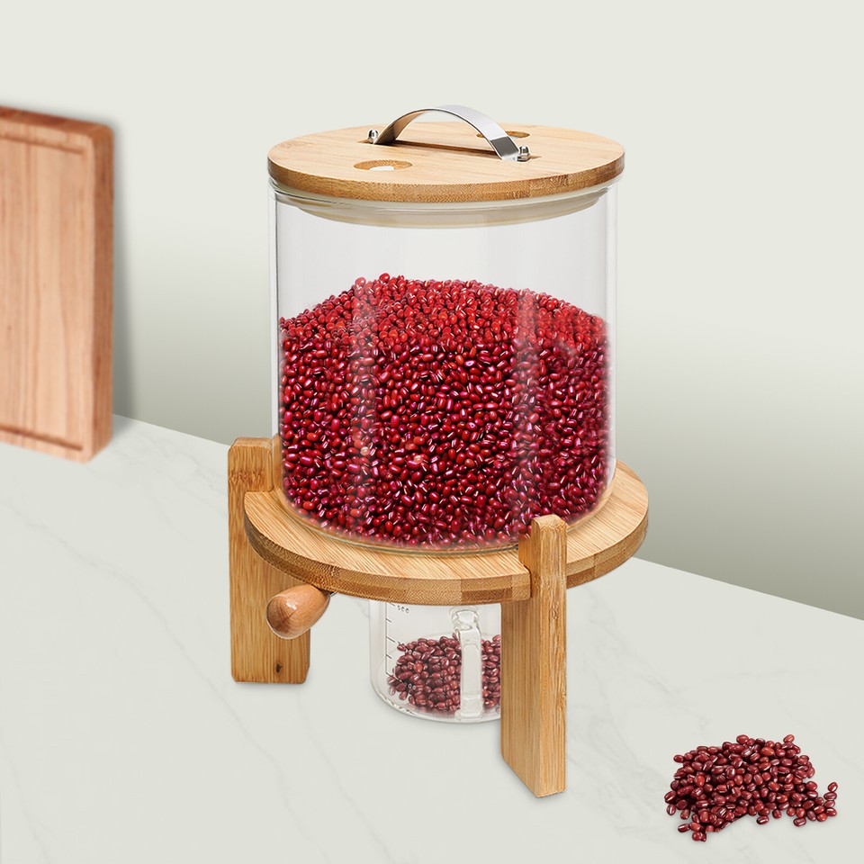 5 L Grain Cereal Storage Glass Container Seal Dispenser Rice Food+Valve ...