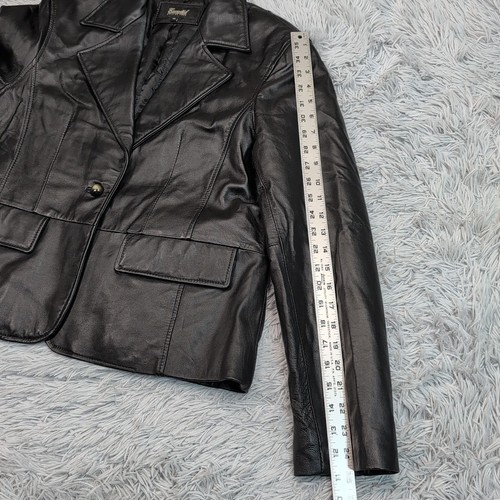 Excelled Collection Jacket Womens XL Black Leather Coat Pockets Career ...