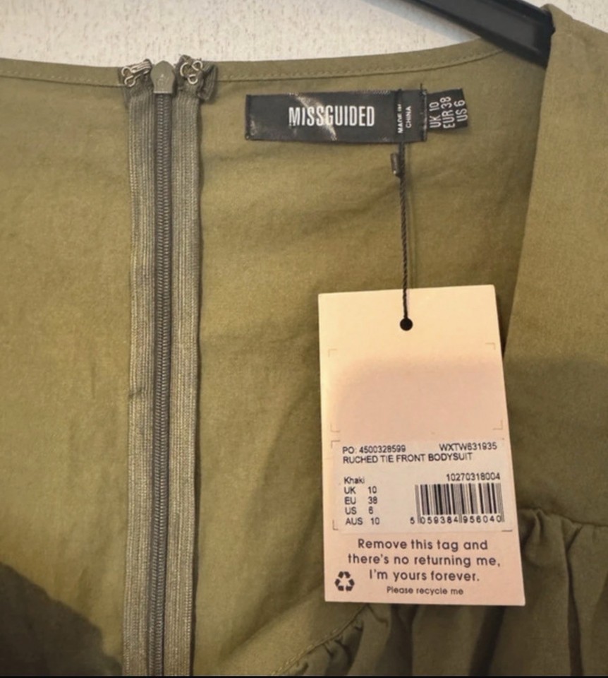 Missguided Women’s Khaki Green Body Suit Size 10! BNWT | eBay UK