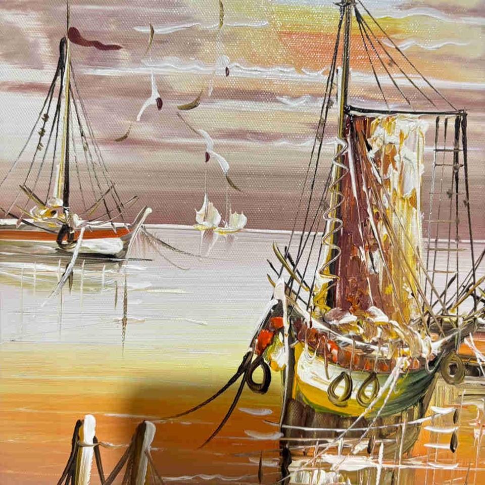 Chinese Hand Painted Canvas Oil Painting Landscape By Zuo Ren 作人 20587 ...