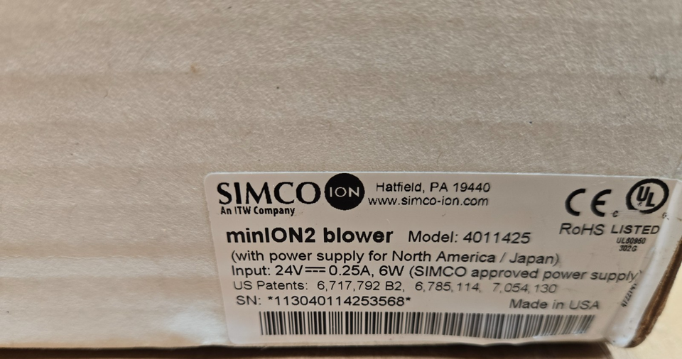 SIMCO minION2 Blower Ionizer Ionizing Air Fan + Power Supply | eBay