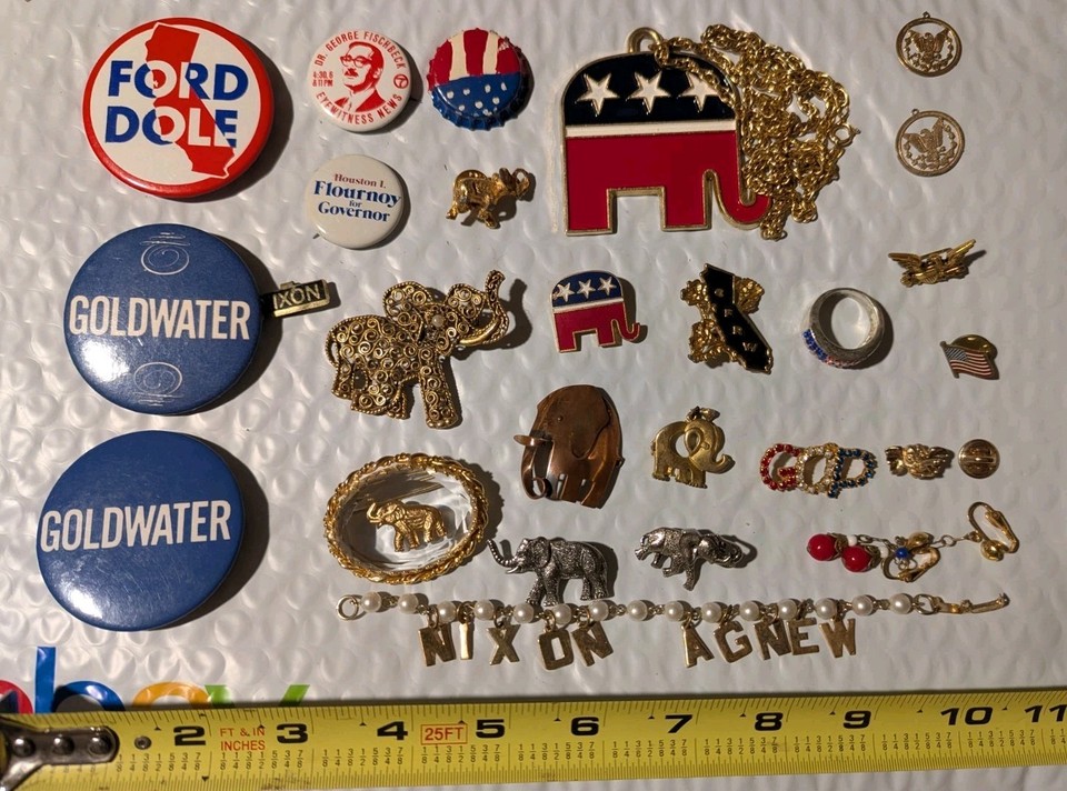 25x LOT- Campaign Button Pin Republican GOP Nixon Goldwater Elephants ...