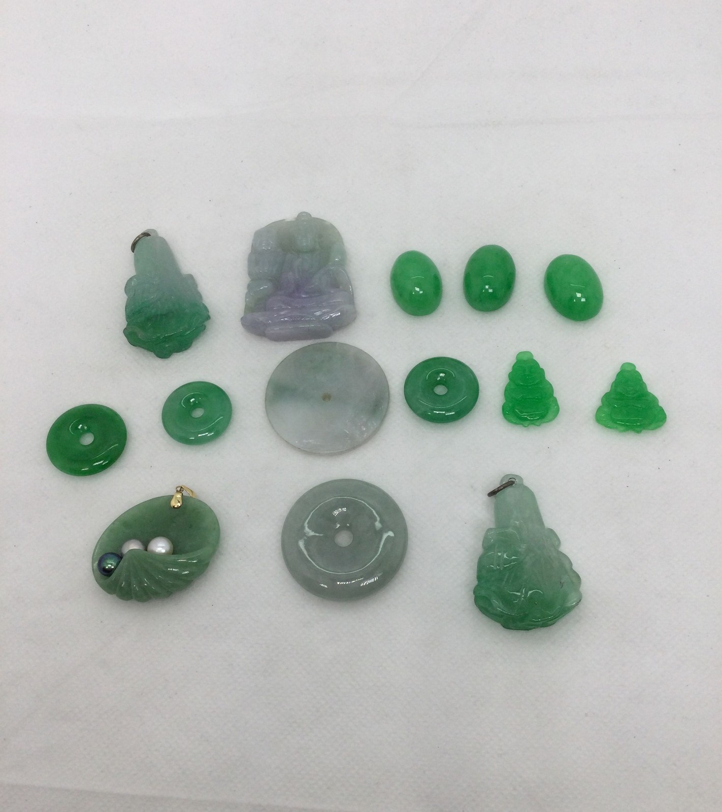 Lot of 14 Mixed Color Jade Pendants & Stones | eBay