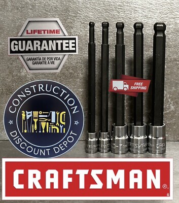 CRAFTSMAN HAND TOOLS 5pc 1/4 3/8 METRIC MM Long Hex Allen bit ratchet ...