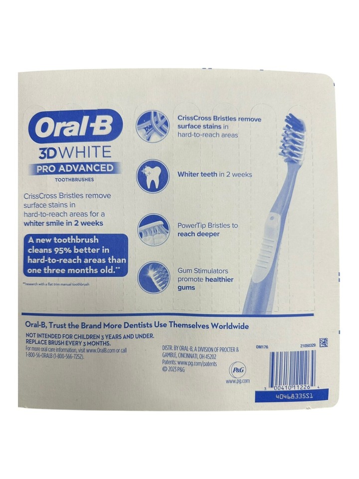 Oral-B 3D White Pro Advanced Toothbrush, Soft Bristle, 8-pack | eBay