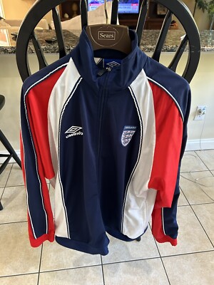 Umbro England Jacket Size Medium M Navy Blue with Red Soccer Zip Up ...