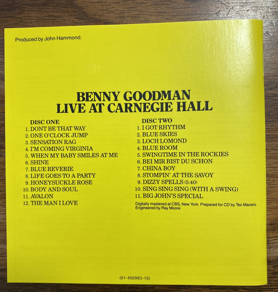 Benny Goodman - Benny Goodman: Live at Carnegie Hall - Benny Goodman CD ...