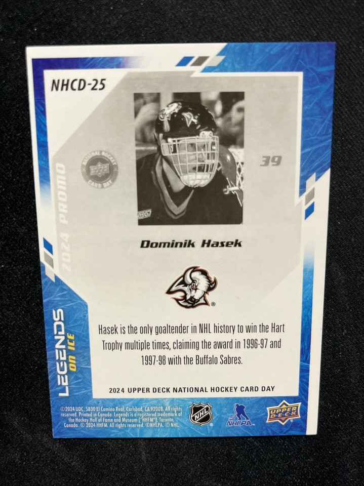 2024 UD National Hockey Legends On Ice NHCD-25 Dominik Hasek | eBay