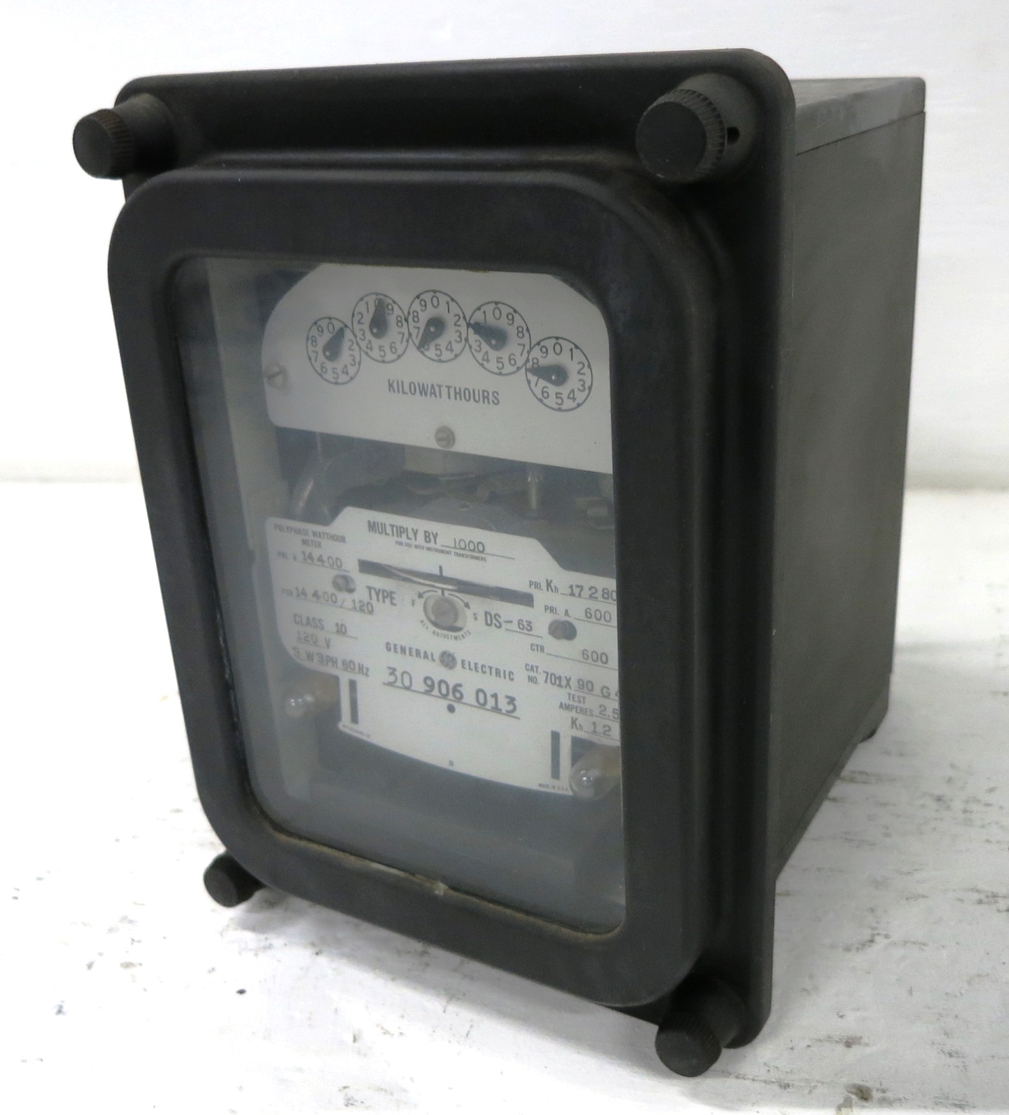 GE 701X90G41 Polyphase Watthour Meter Type DS-63 120V 3W 3PH 14400 ...