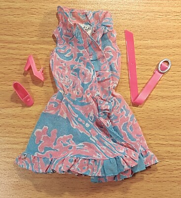 Vintage Barbie #1783 Ruffles & Swirls Dress Complete Pink Belt Pilgram ...